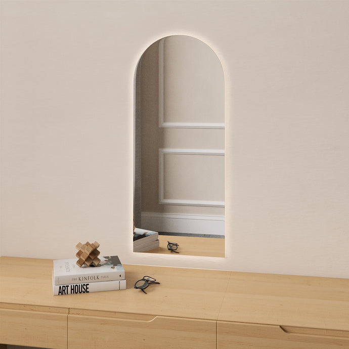 Kaari - Modern Arch Mirror With LED-Lights 30x70 cm– Lasitehdas.com